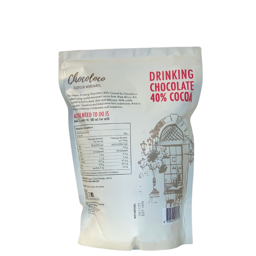 Chocoloco Drinking Chocolate 40% Cocoa – Cleanskin Coffee Co